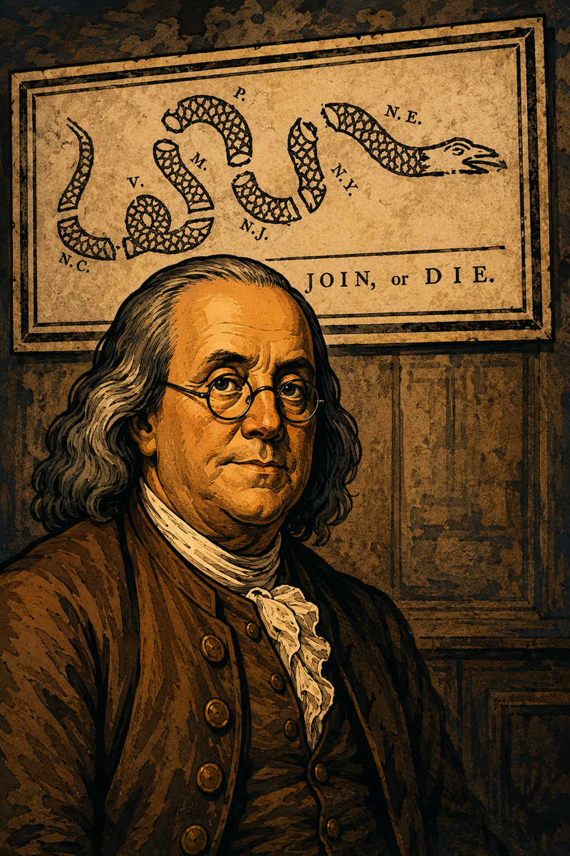May 9, 1754 — “Join or Die” Cartoon Published - Benjamin Franklin ...