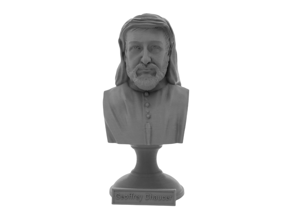 Geoffrey Chaucer, 5-inch Bust on Pedestal, Gray – Faces Of History