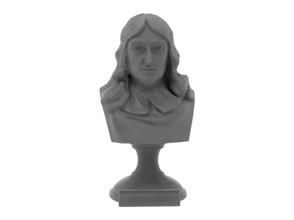 John Milton, 5-inch Bust on Pedestal, Gray – Faces Of History