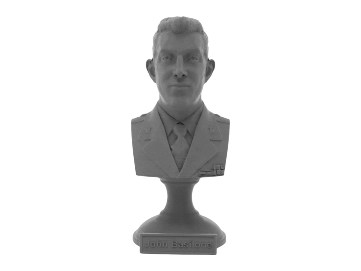 John Basilone, 5-inch Bust on Pedestal, Gray – Faces Of History