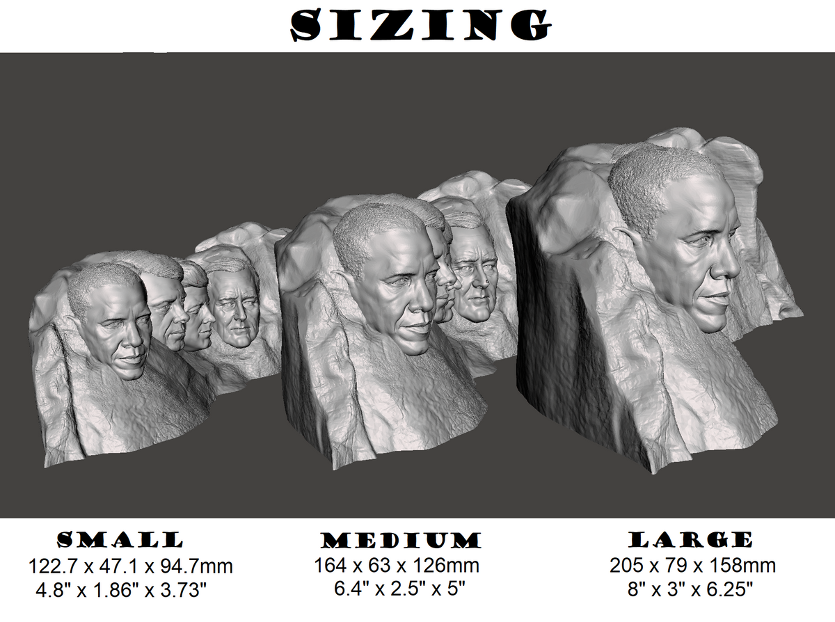 Custom "Roll Your Own" 3D Printed Mt. Rushmore in PLA – Faces Of History