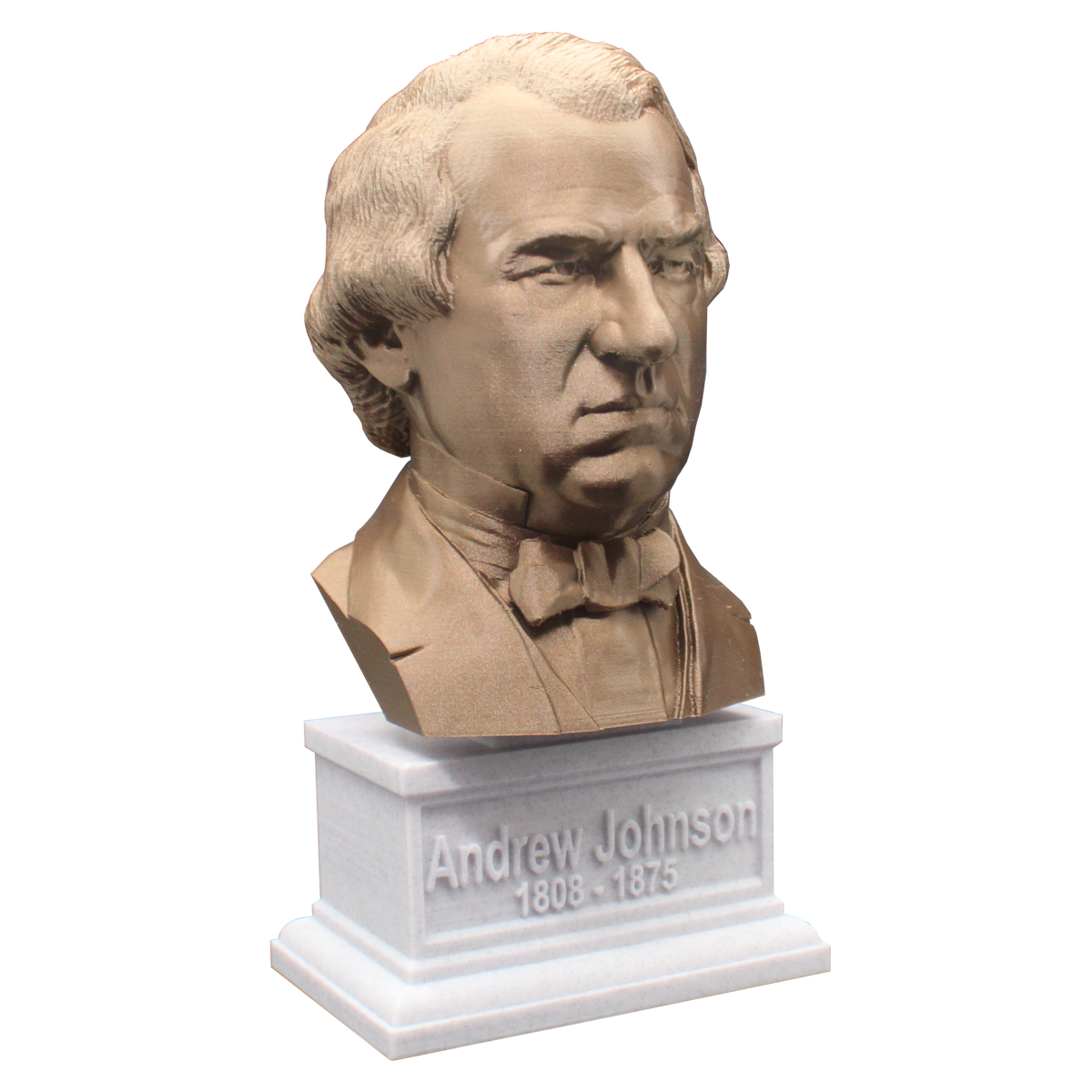 Andrew Johnson, 7-inch Bust on Box Plinth, Bronze/White Marble – Faces ...